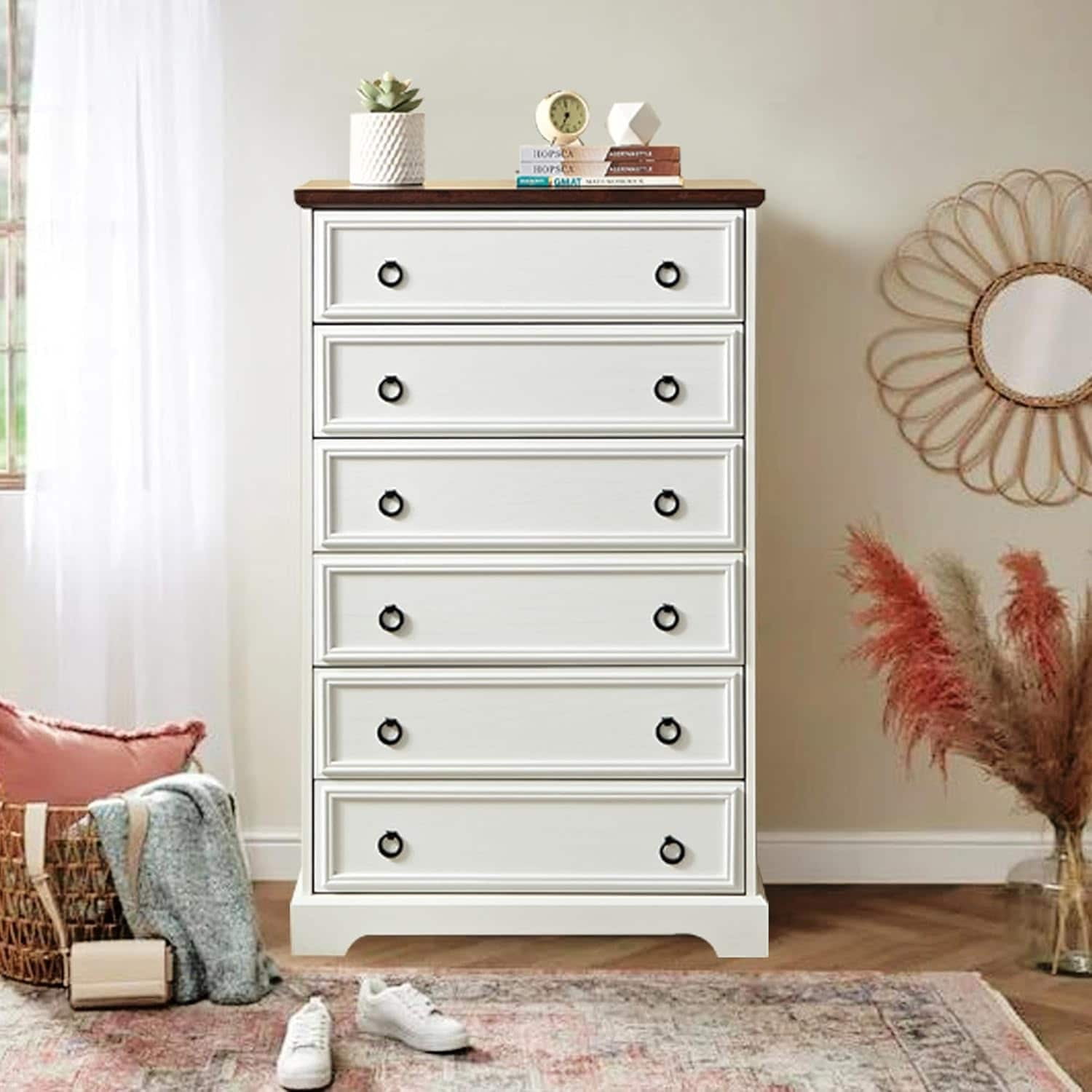 roomfitters Modern 6 Drawer Dresser, Dressers for Bedroom, Tall Chest of Drawers Closet ...