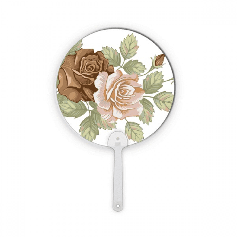 rose flowers drawing white roses Plastic Round Handheld Fan Decorations ...