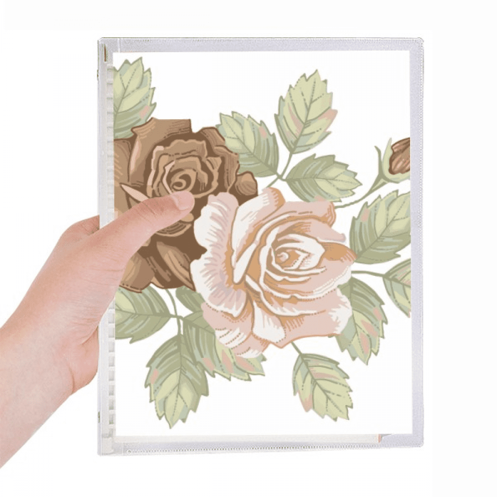rose flowers drawing white roses notebook loose diary refillable ...