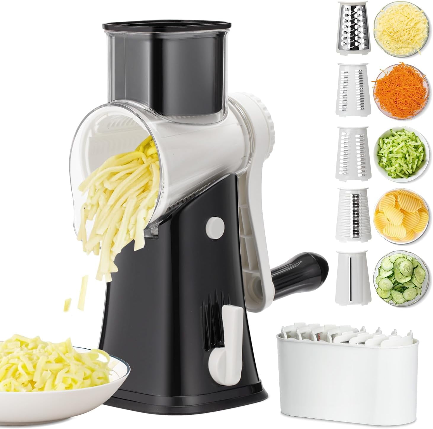 rotary cheese grater hand crank,5 in3 cheese shredder,cuts cheese ...