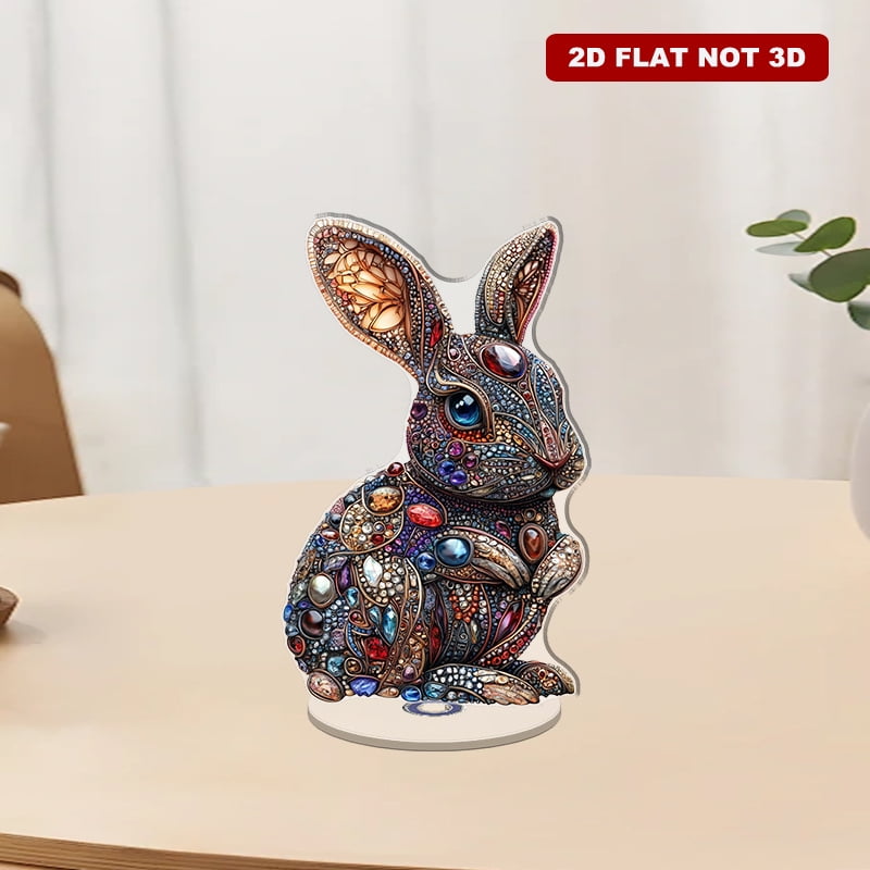 A rotating acrylic display piece featuring a rabbit adorned with ...
