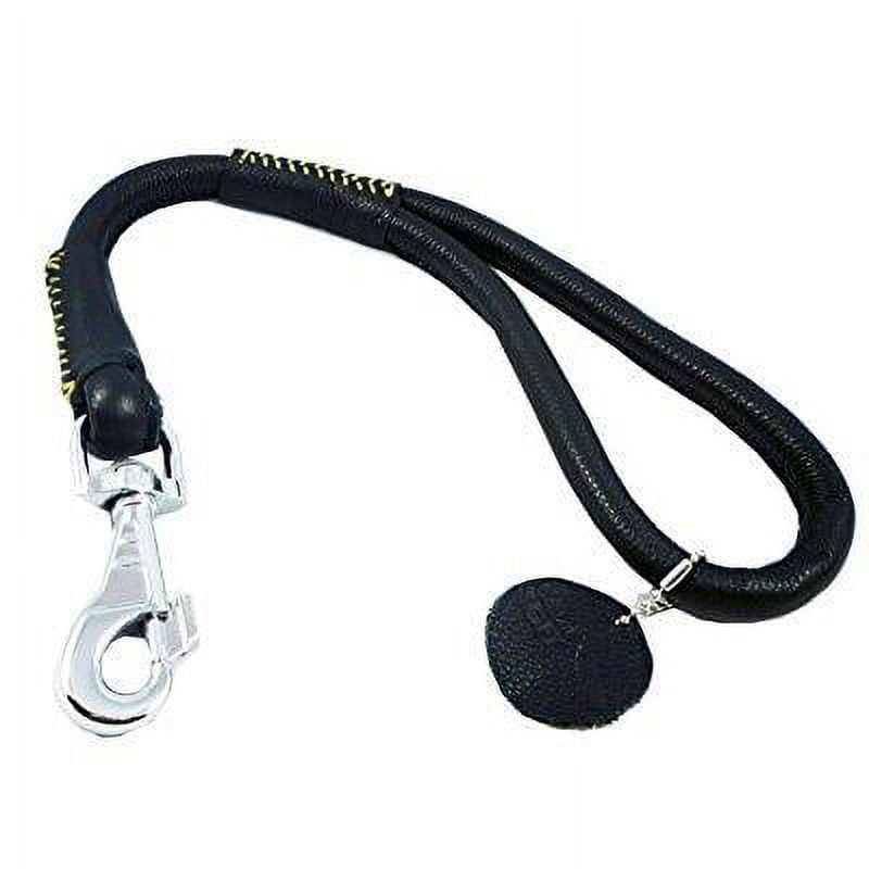 round genuine rolled leather dog short leash 20 long 5/8 wide black ...