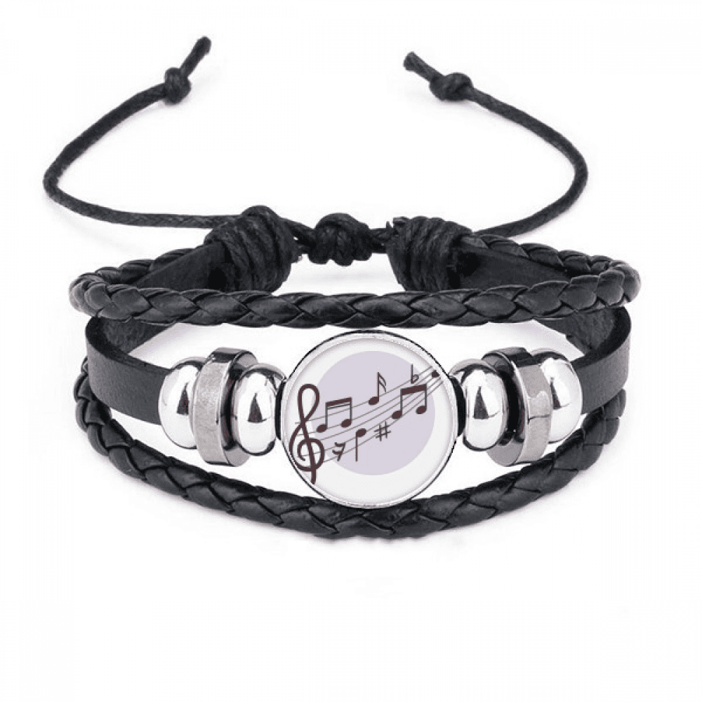 round-shaped flappg music notes bracelet braided leather woven ...