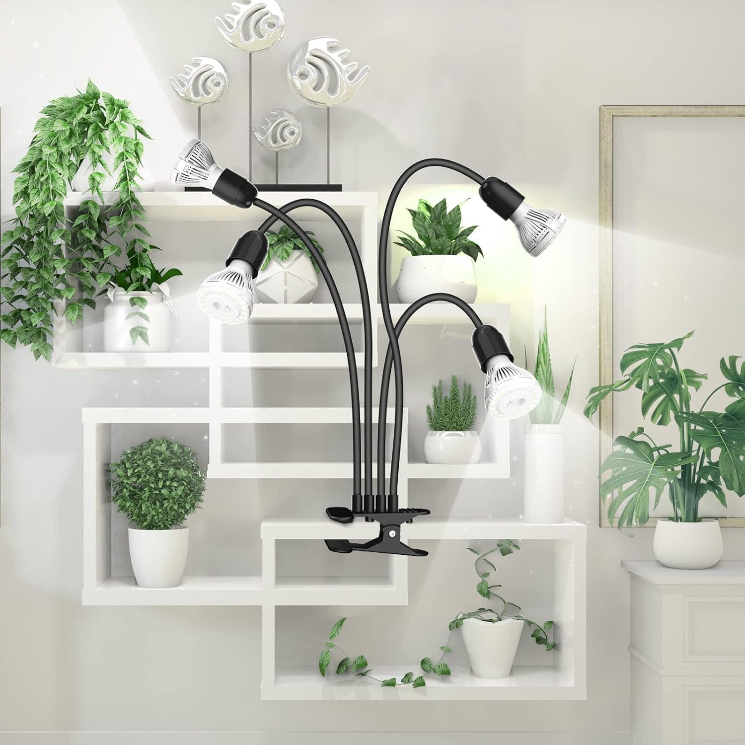 LED Grow Lights for Indoor Plants, 600W Full Spectrum Gooseneck Clamp ...