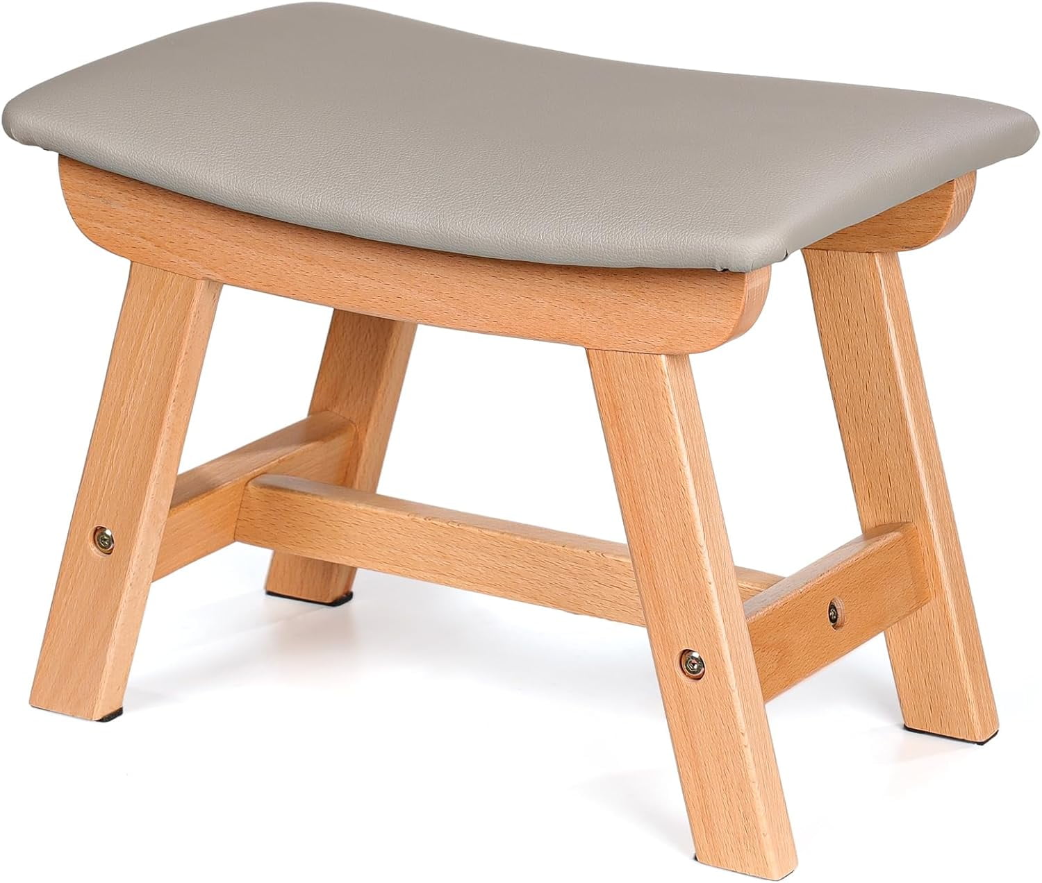 rtcvhjb Faux Leather Ottoman Footstool with Soft Curved Seat Cushion ...