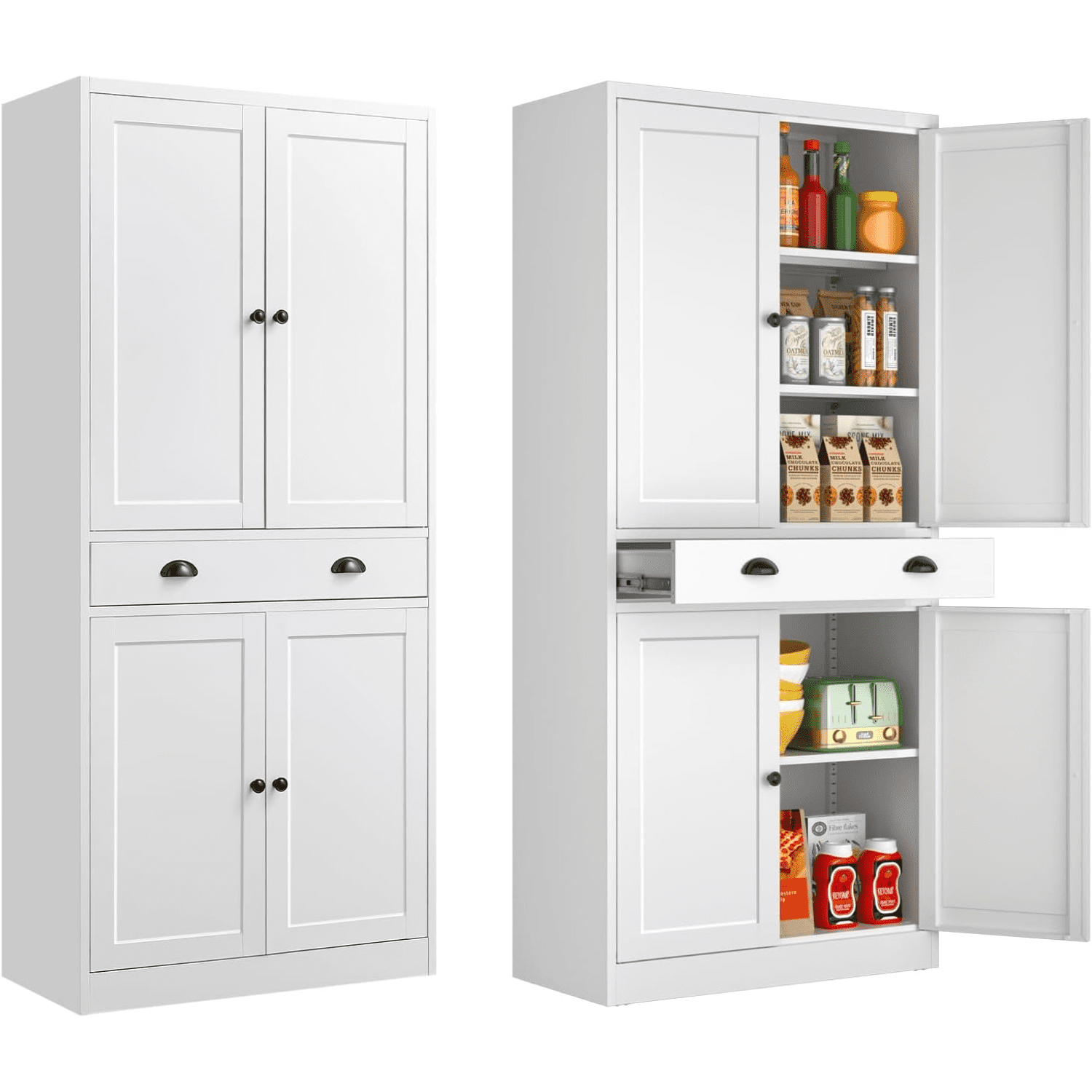 rtuicvn 60" Tall Pantry Cabinet Metal Pantry Cabinet with Doors and ...