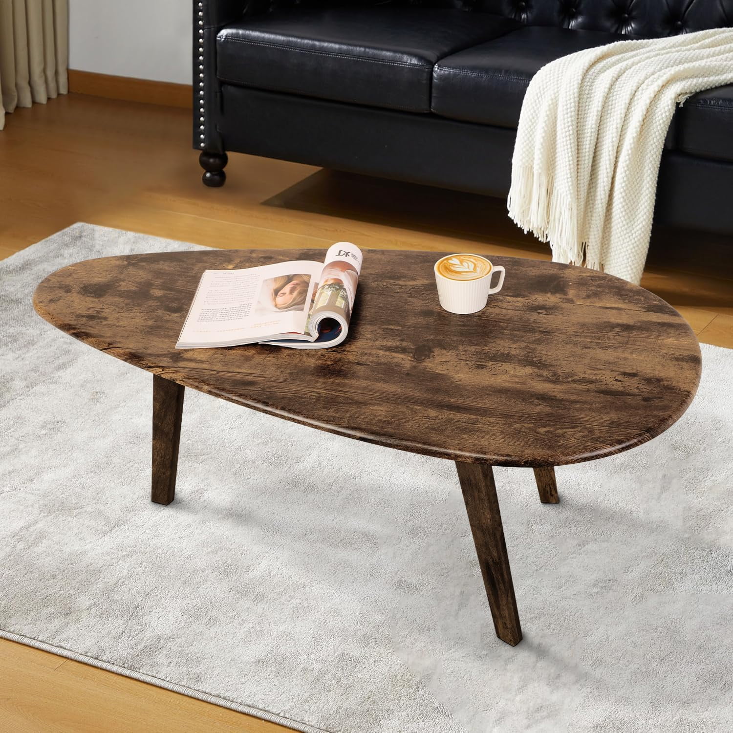 rtyvcg Coffee Table Modern Oval Coffee Tables Retro Center Table for ...