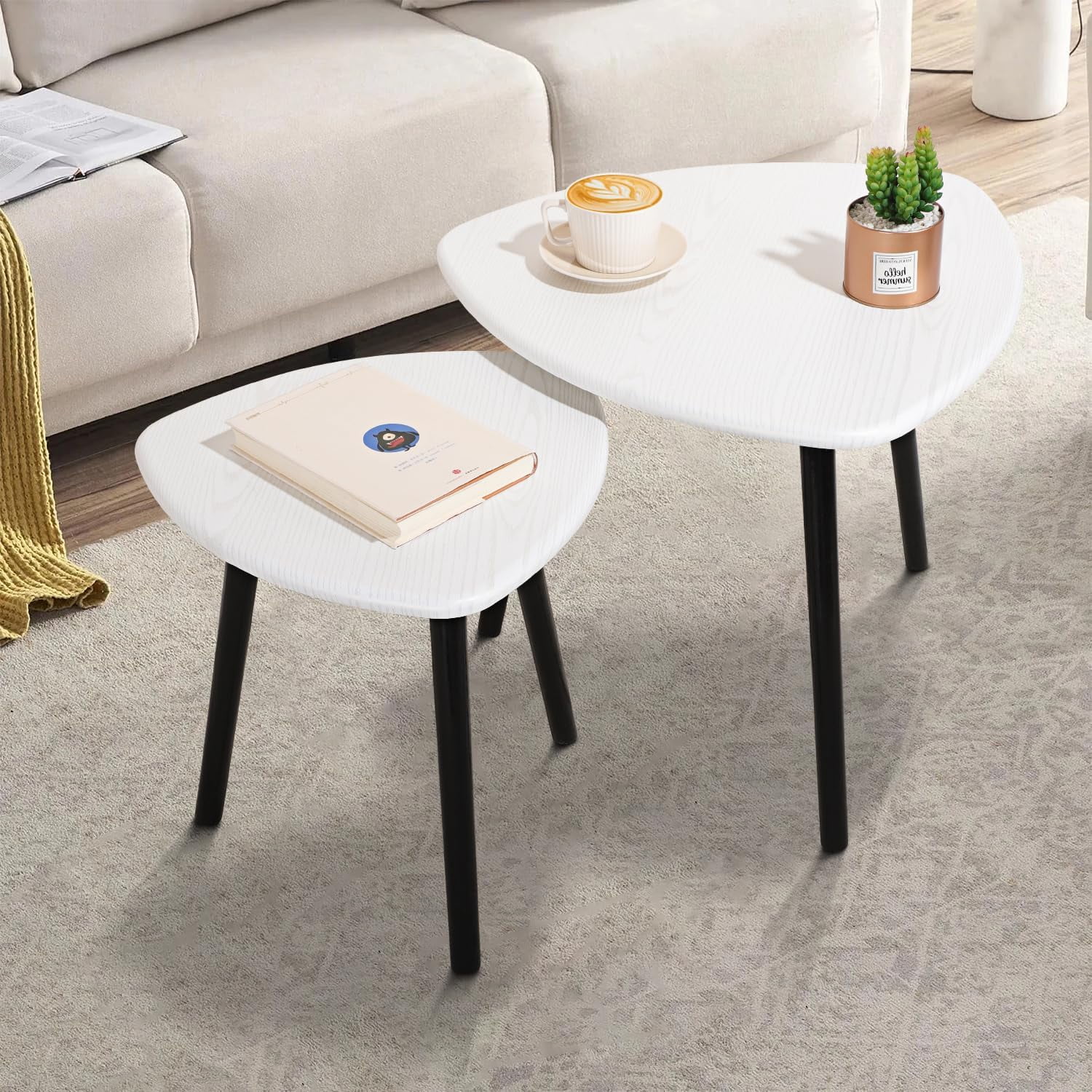 rtyvcg Nesting Coffee Table Triangular End Side Tables Modern ...