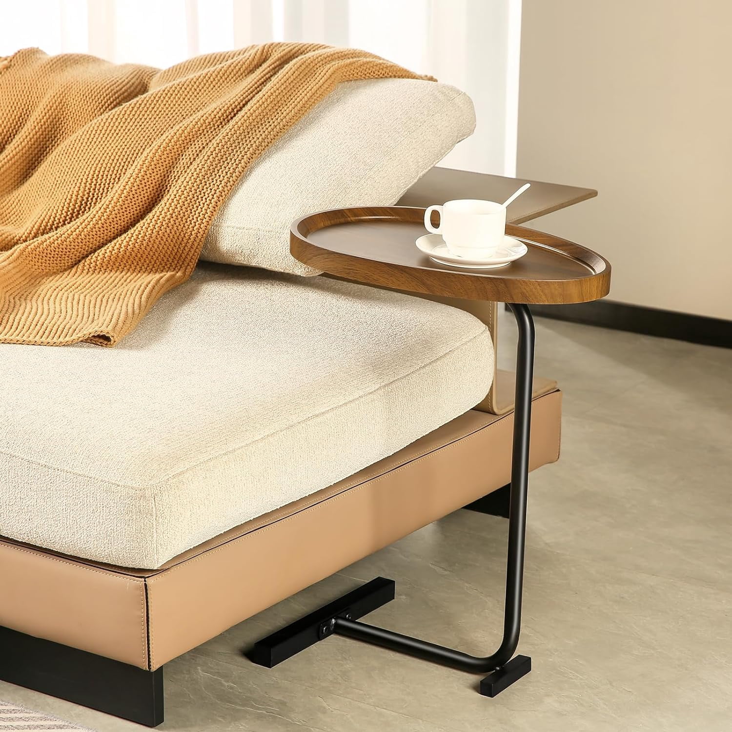 rtyvcg Slim C Shaped End Table for Couch.Couch Table That Slide Under ...