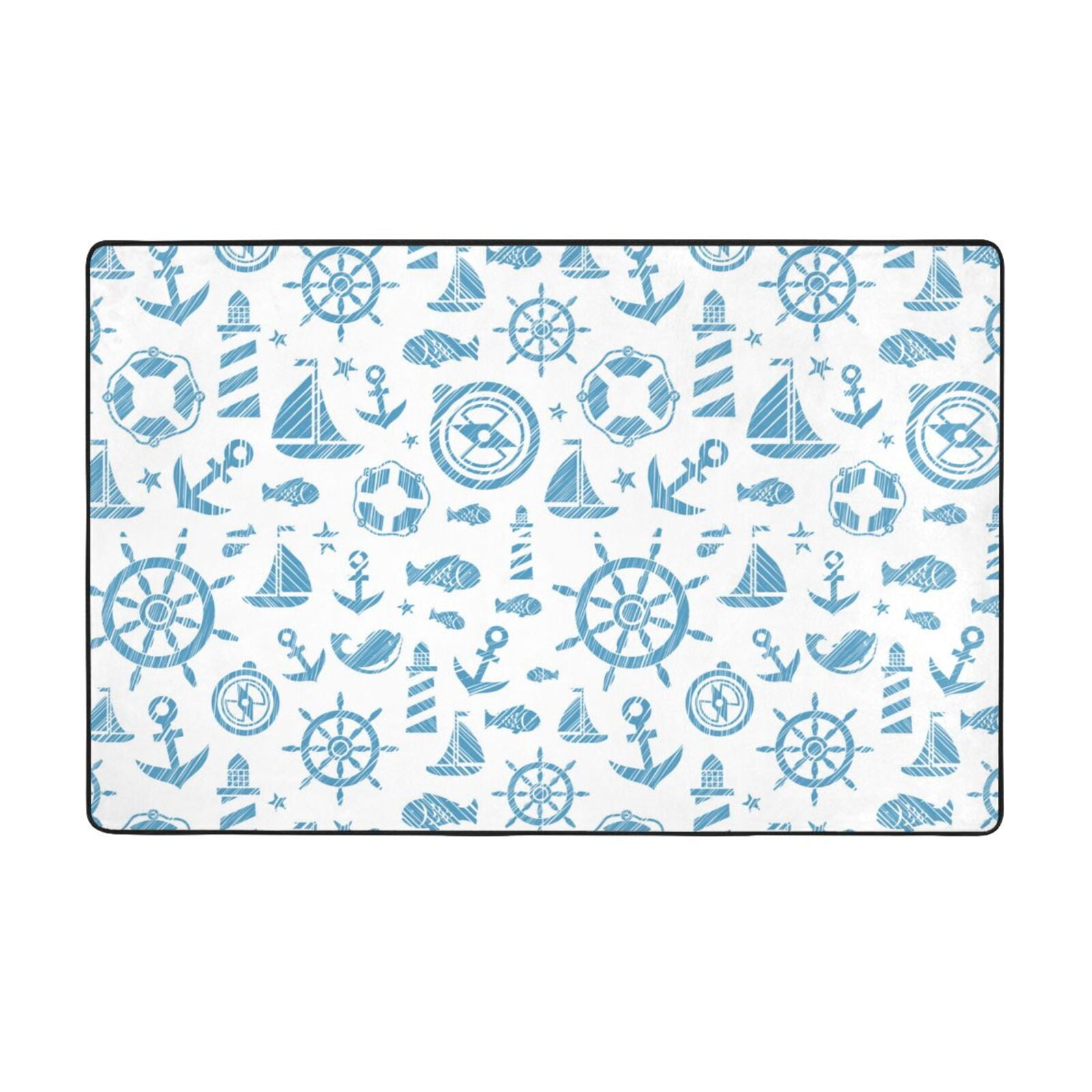 rudder sailing ship Shaggy Area Rug, Rugs for Living Room Bedroom Non ...