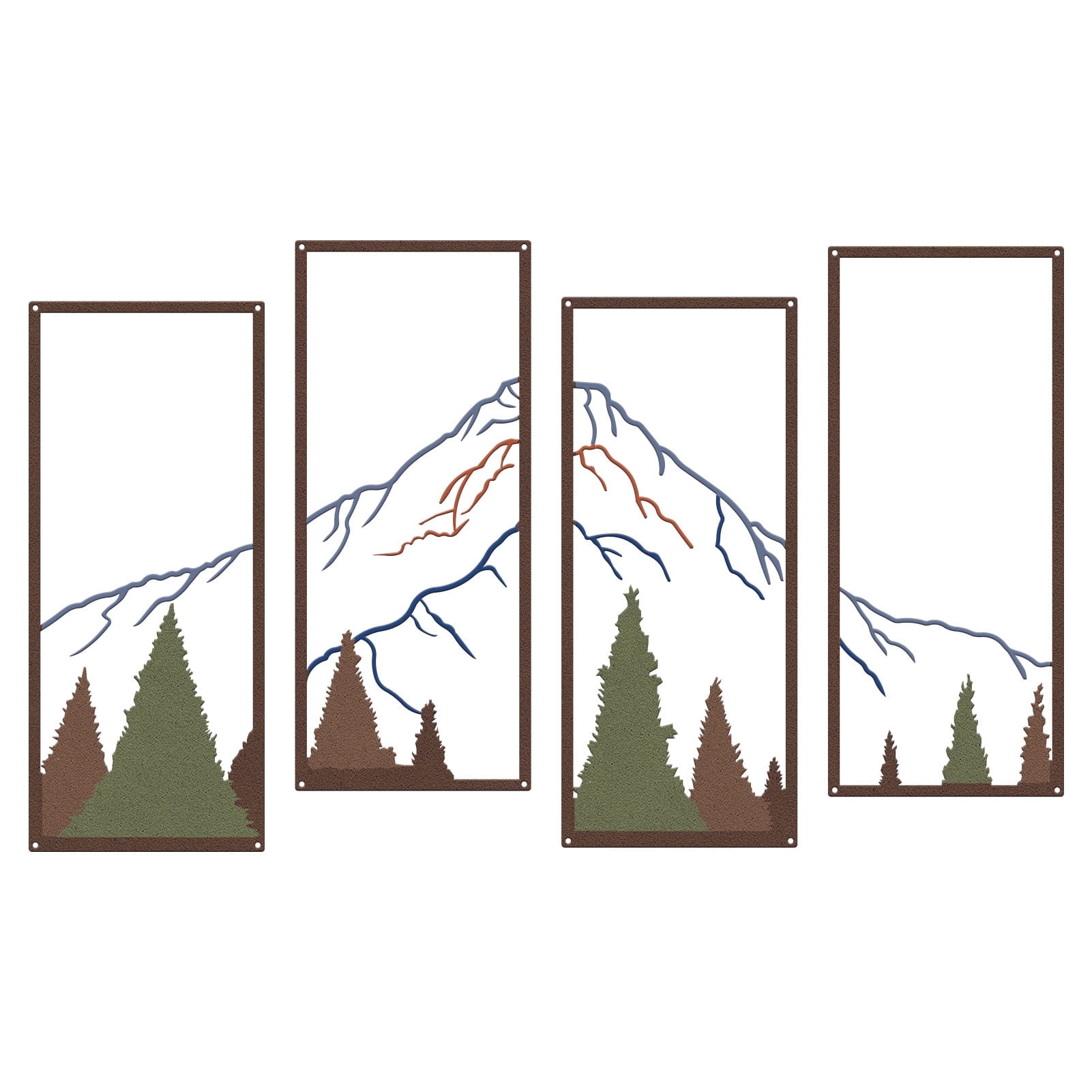 ruelen 4 Pcs Metal Mountain and Forest Wall Decor Colorful Landscape ...