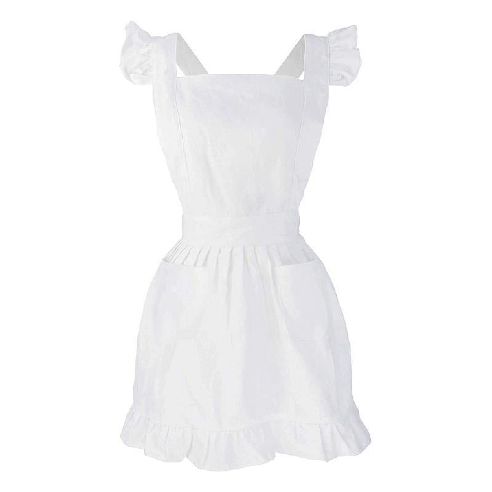 ruffles outline retro white apron with pockets adjustable victorian ...