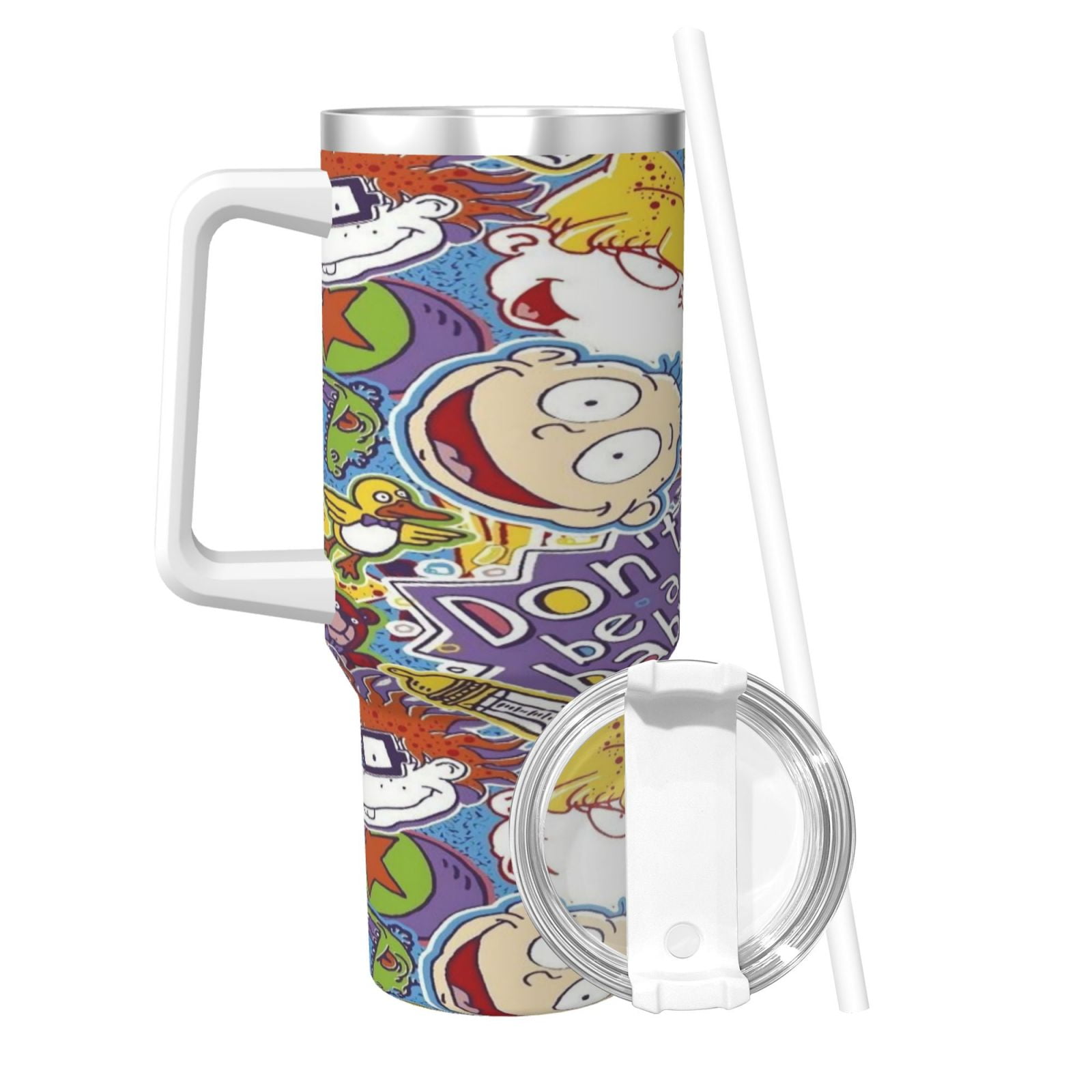 rugrats Print Thermos Insulated Stainless Steel Hot/Cold Coffee Cup ...