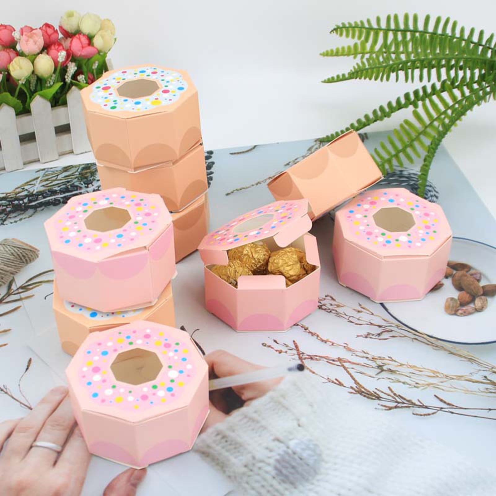 ruhuadgb 10Pcs Candy Gift Box Large Capacity Gift-giving Donuts Shape ...