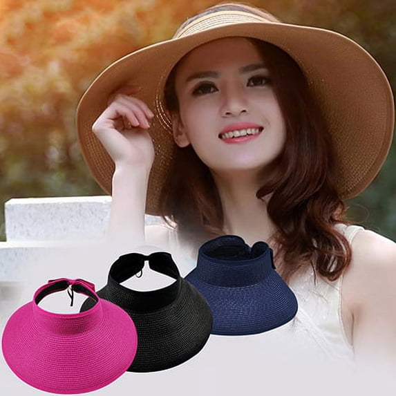 ruhuadgb Girl Lady Beach Sun Visor Foldable Roll Up Fashion Wide Brim ...