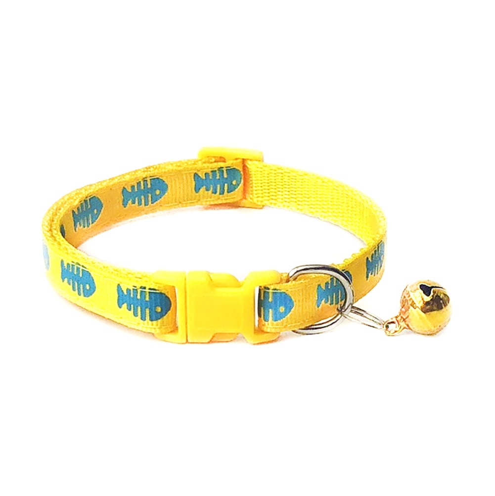 ruhuadgb Pets Dog Cat Fish Bone Print Bell Buckle Adjustable Collar ...
