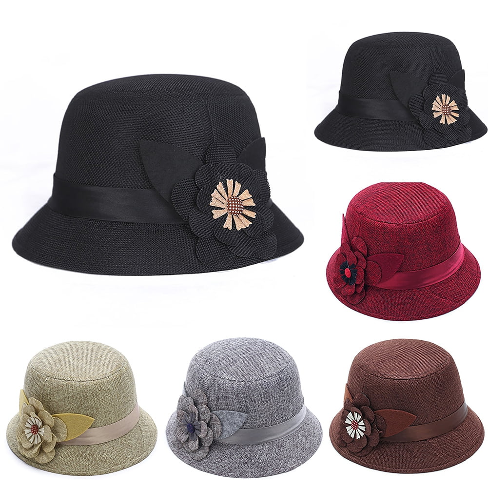 ruhuadgb Retro Spring Summer Flower Linen Wide Brim Cocktail Party ...