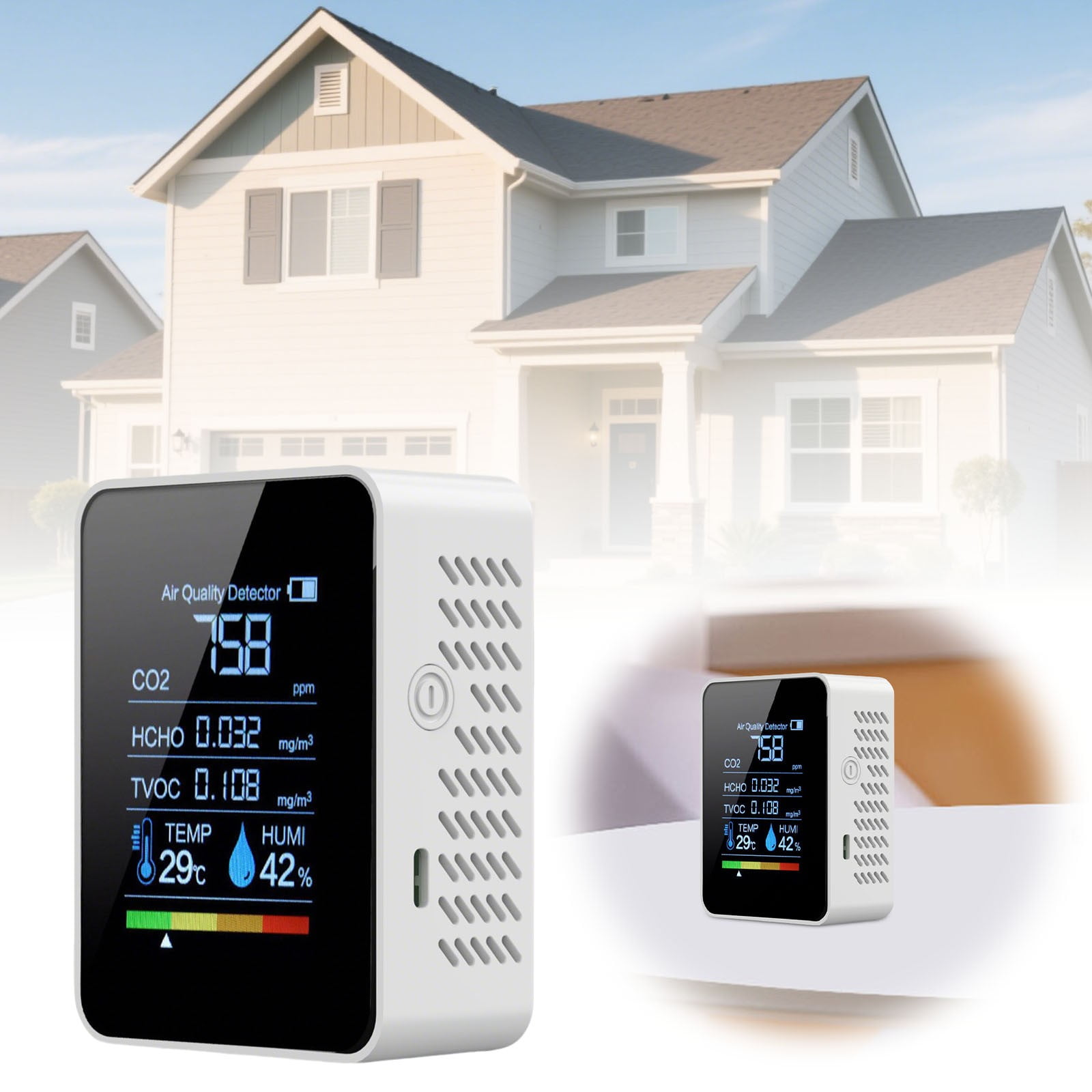 Co2 Monitor Indoor Air Quality Monitor - Portable CO2 HCHO TVOC ...