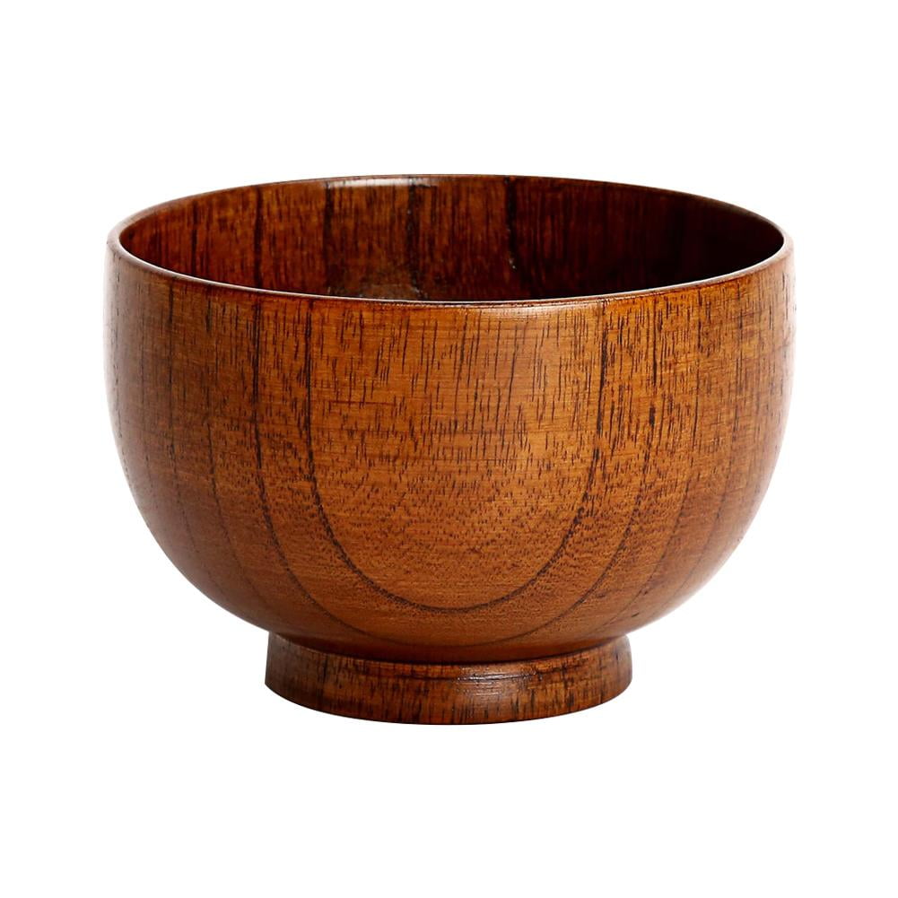 rujjftsy Wooden Bowl Japanese Style Rice Soup Bowl Salad Wooden Bowl ...