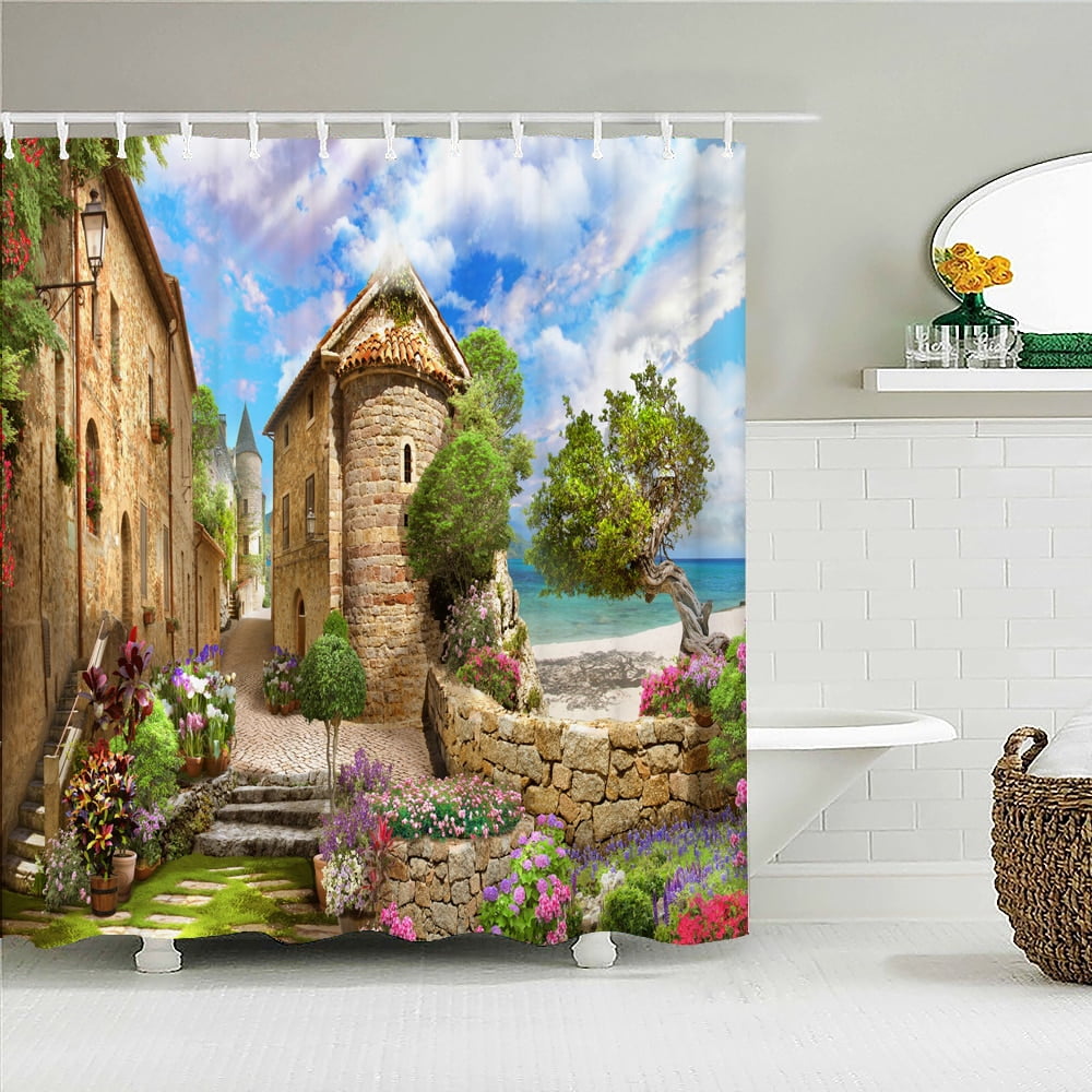 rural pastoral flower scenery shower curtains bathroom shower curtain ...