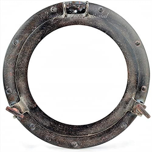 rustic dark black patina porthole | vintage ship decor mirror | pirate ...
