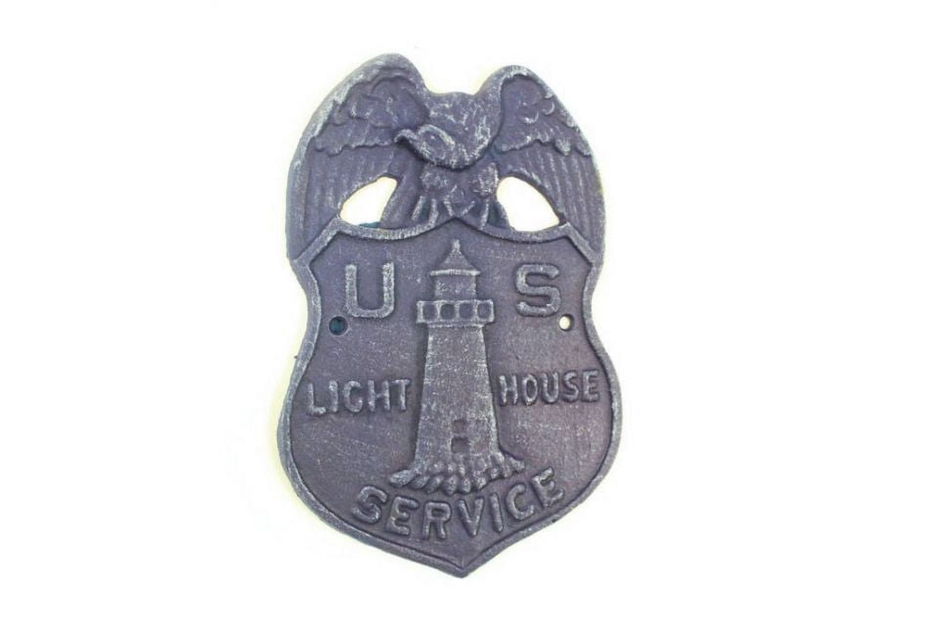 rustic dark blue cast iron us lighthouse service sign 9" - door decor ...