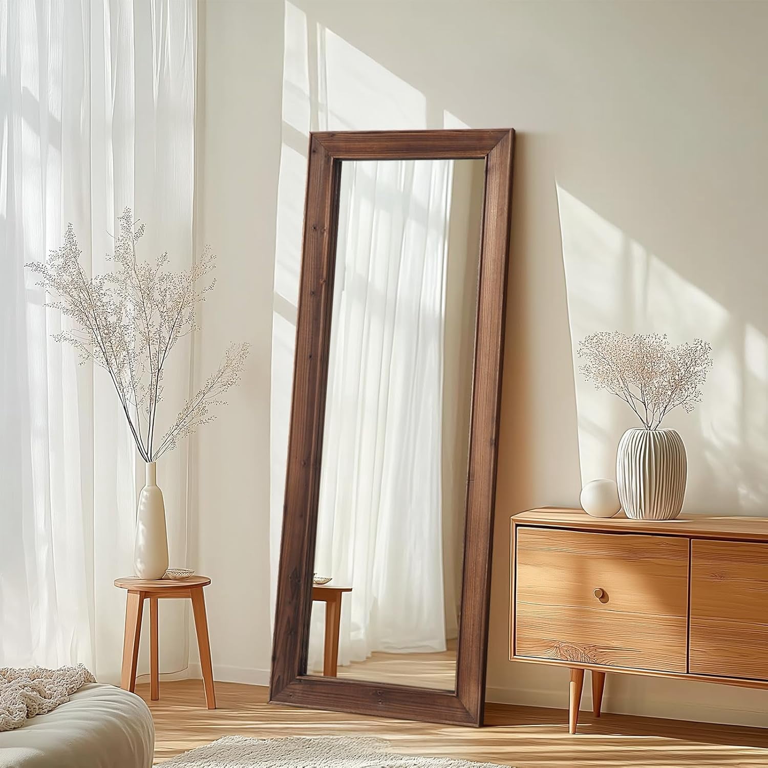 Rustic Floor Full Length Mirror Wood Frame, 56"X21" Farmhouse Free ...