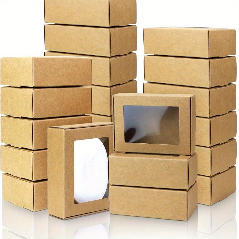 rwwerf 50-Piece Mini Paper Gift Boxes With Clear Windows - Perfect For ...
