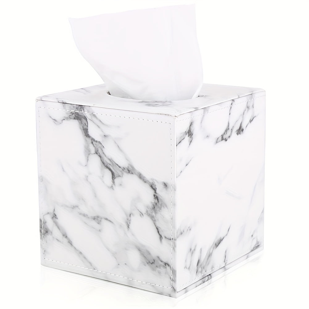 rwwerf Marble Pattern Leather Square Tissue Box Holder 1pc - European ...