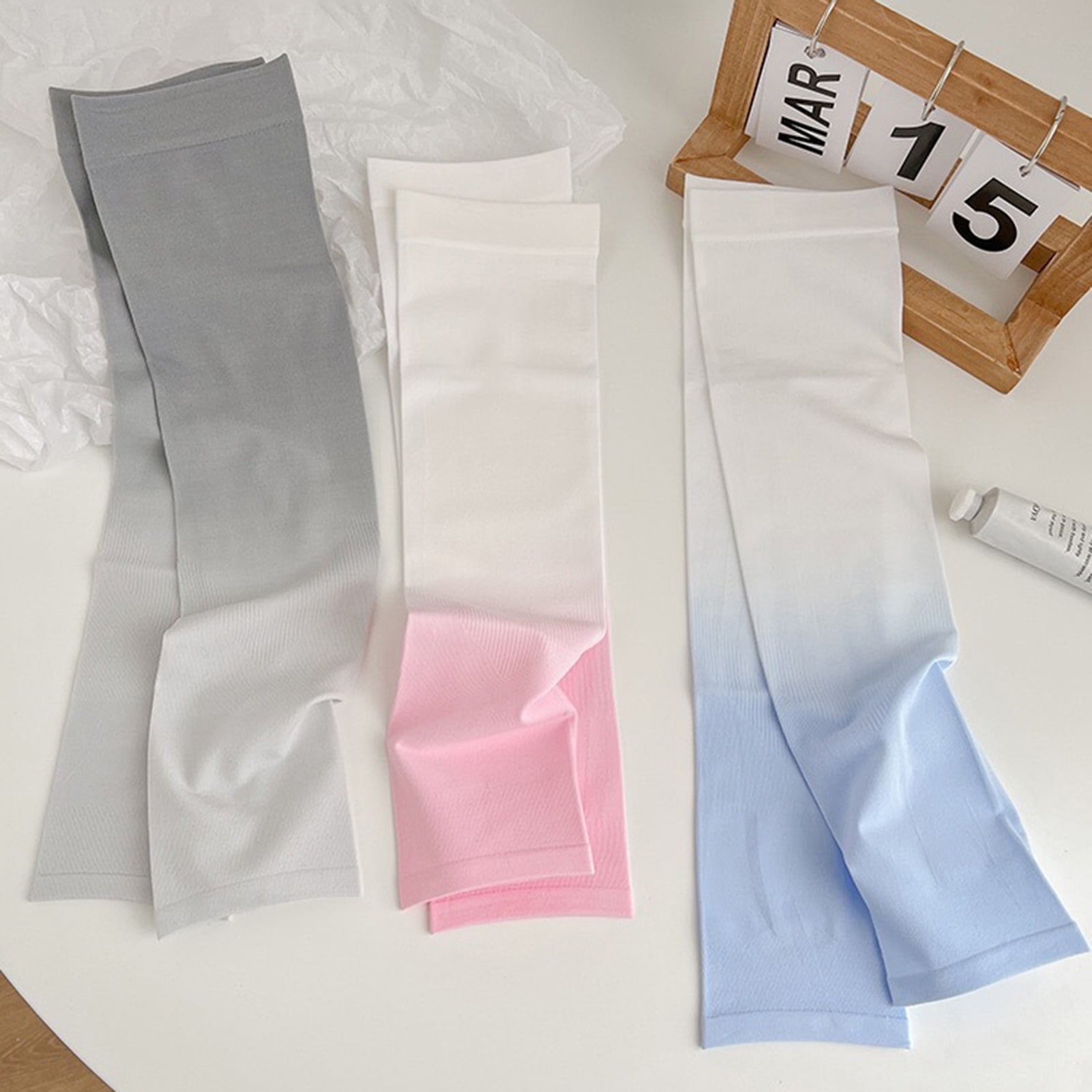 rygai 1 Pair Summer Gradient Ice Sleeve UV Protection Sleeve Outdoor ...