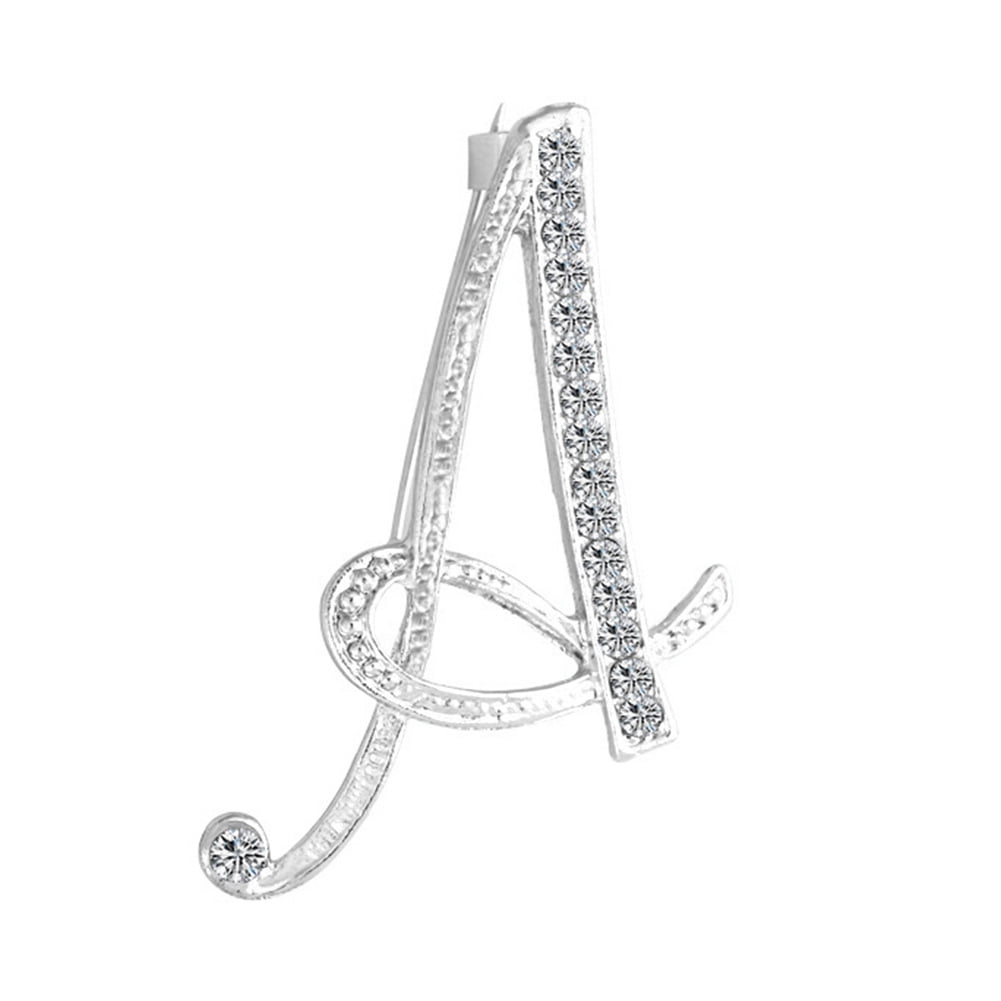 rygai 1 Pc Rhinestone English Letters Alphabet A-Z Brooch Pin Ornament ...