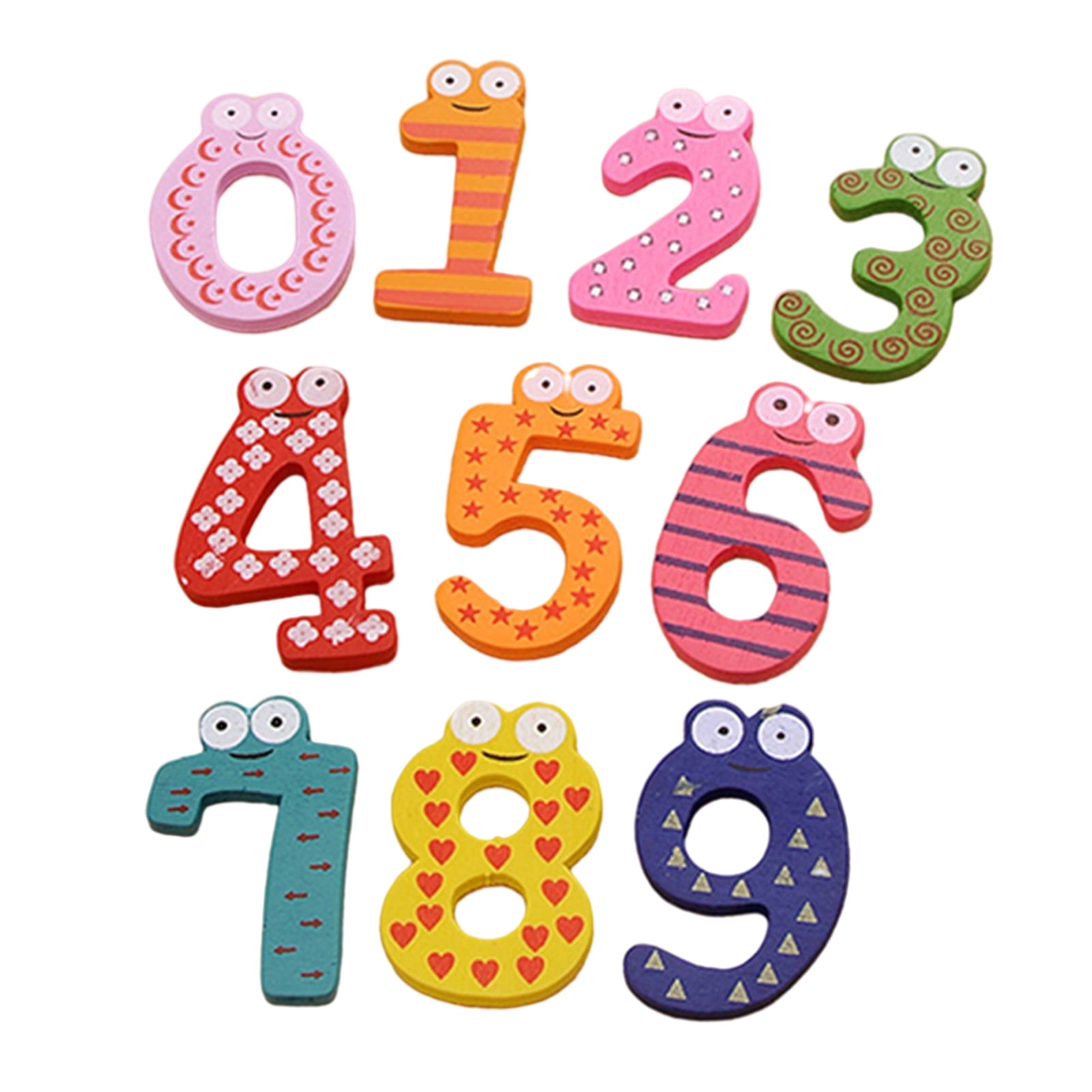 rygai 10Pcs Cute Wooden Fridge Magnet Number 0-9 Kids Colorful ...