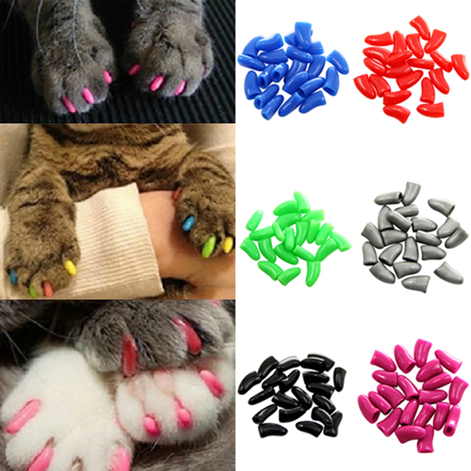 rygai 20Pcs Pet Dog Cat Paw Claw Anti-Scratch Soft Silicone Nail Caps ...