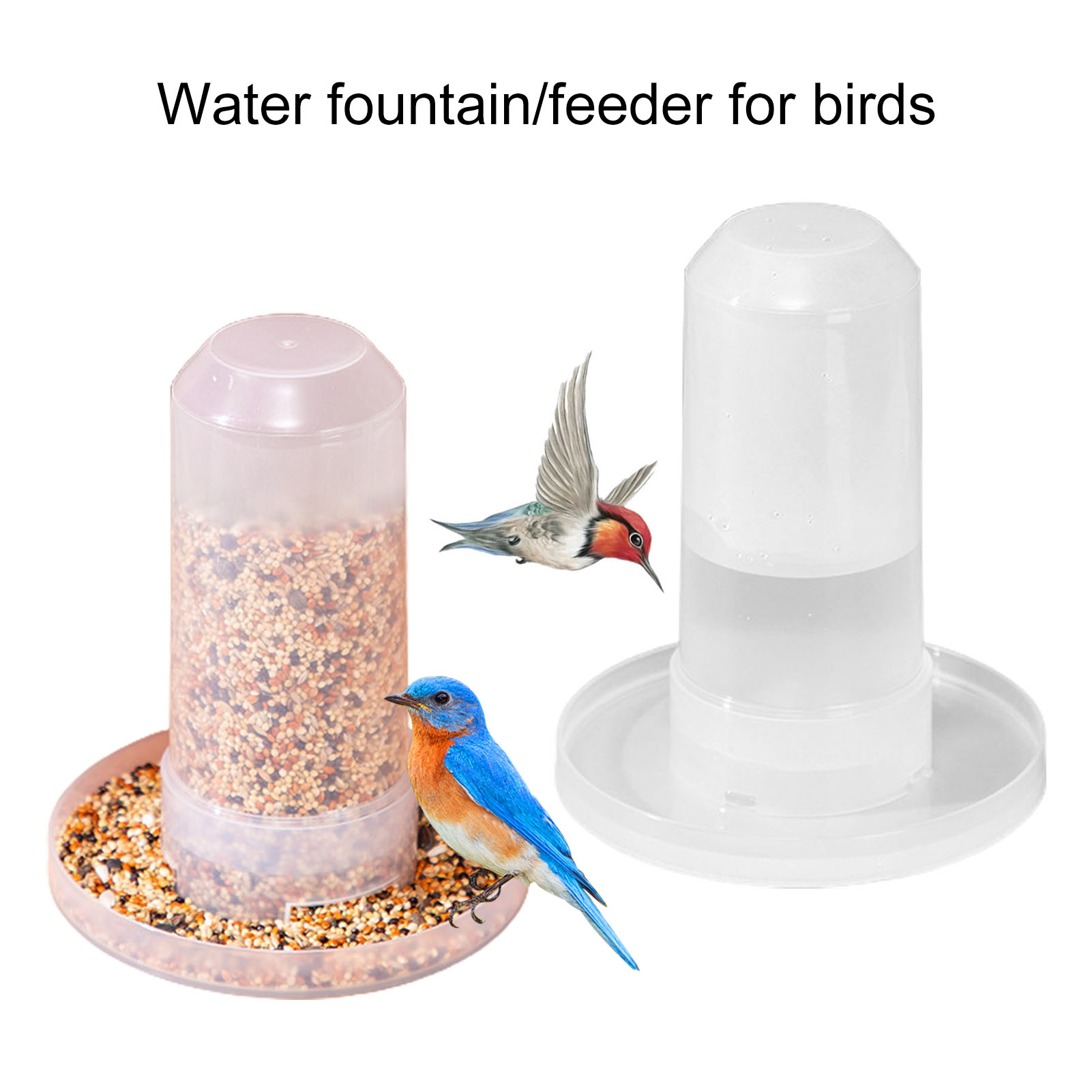 rygai 350ml Bird Feeder Convenient Large Capacity Pet Chicken Bird Parrot Food Water Dispenser ...