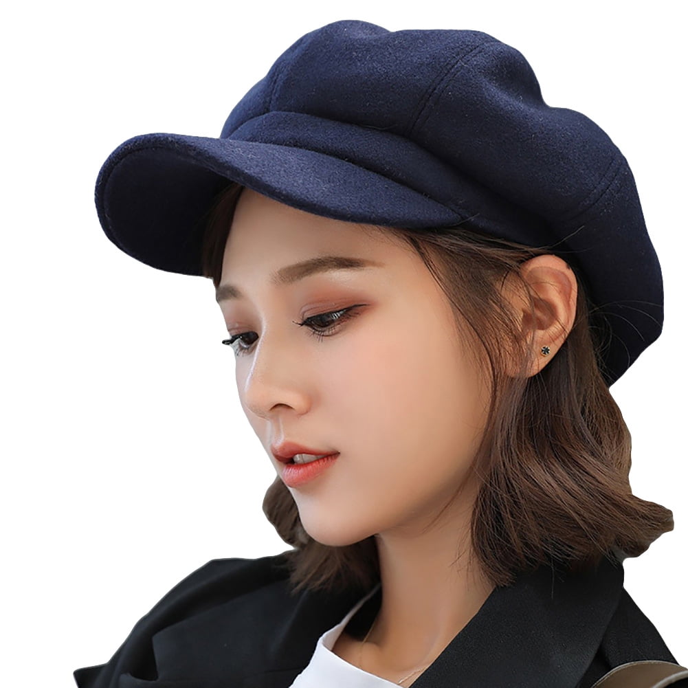 rygai British Style Felt Wide Brim Women Beret Winter Warm Peaked Cap ...