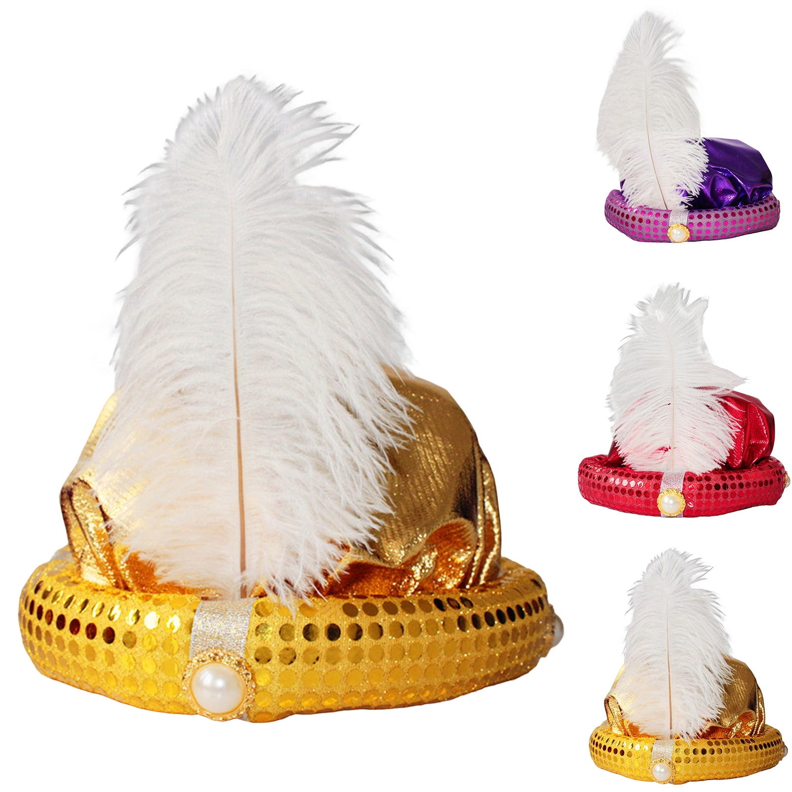 rygai Easter Hat Shiny Sequin Feather Decor Faux Pearl Headwear ...