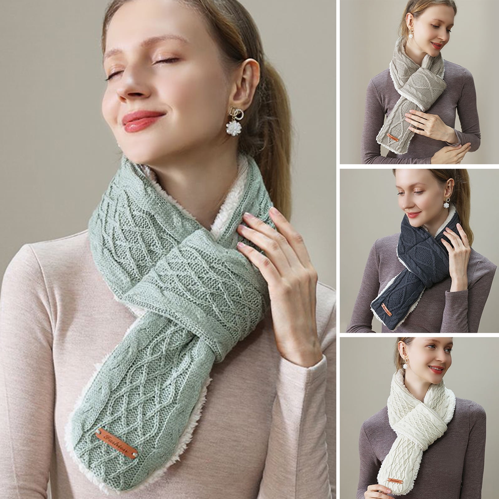 rygai Electric Scarf USB Powered 3 Temperature Modes Knitted Power Bank ...