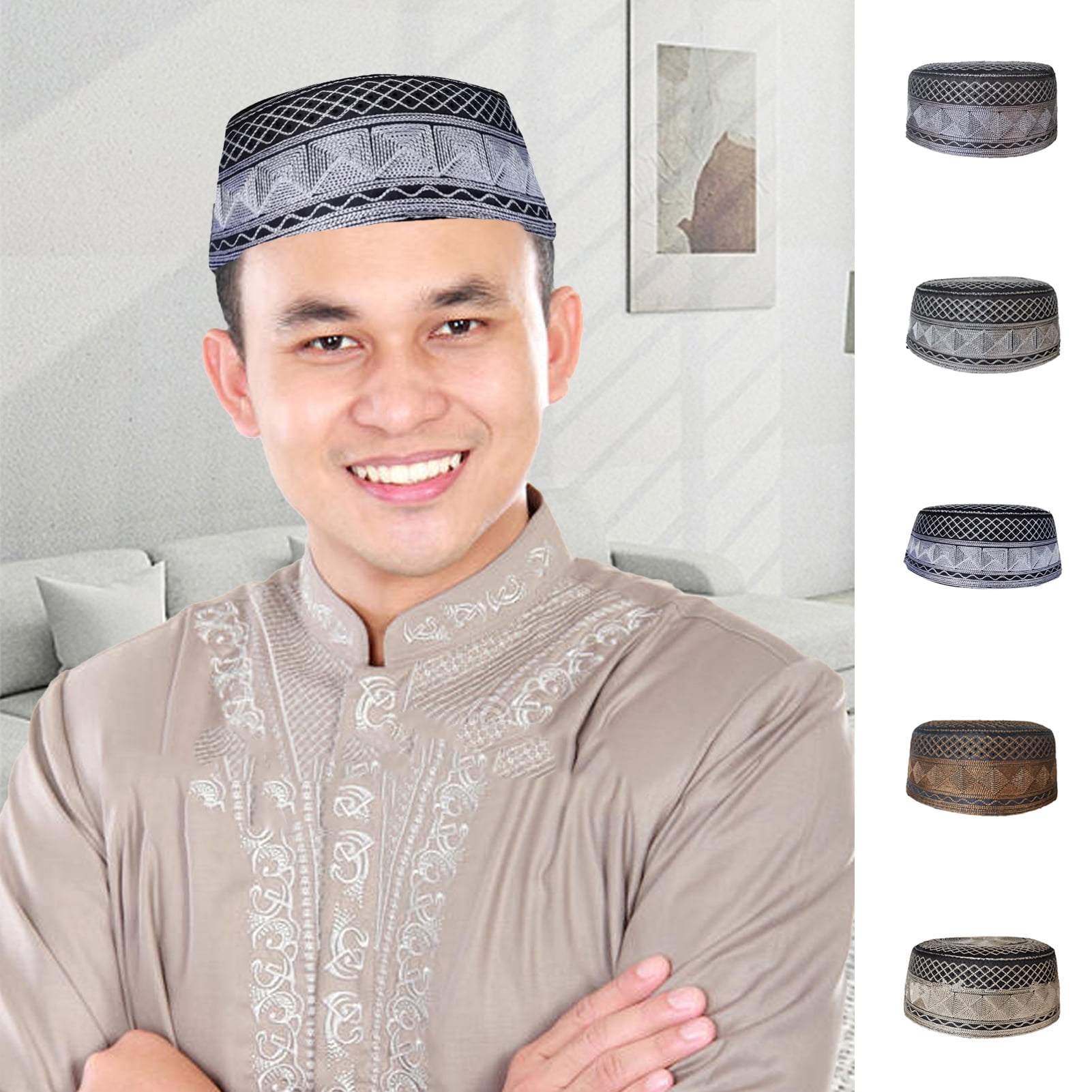 rygai Embroidery Pattern Exquisite Workmanship Prayer Hat Flat Top Men ...