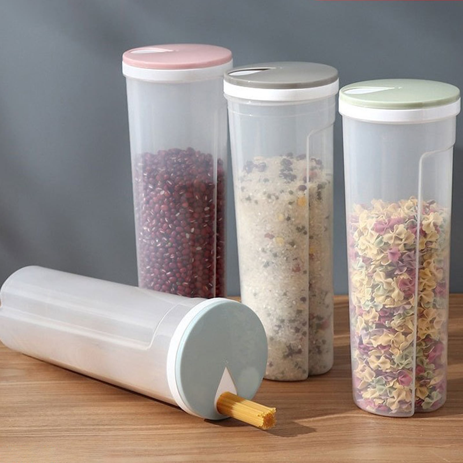 rygai Food-Grade BPA-Free Plastic Storage Box with Dual Rotary Lids ...
