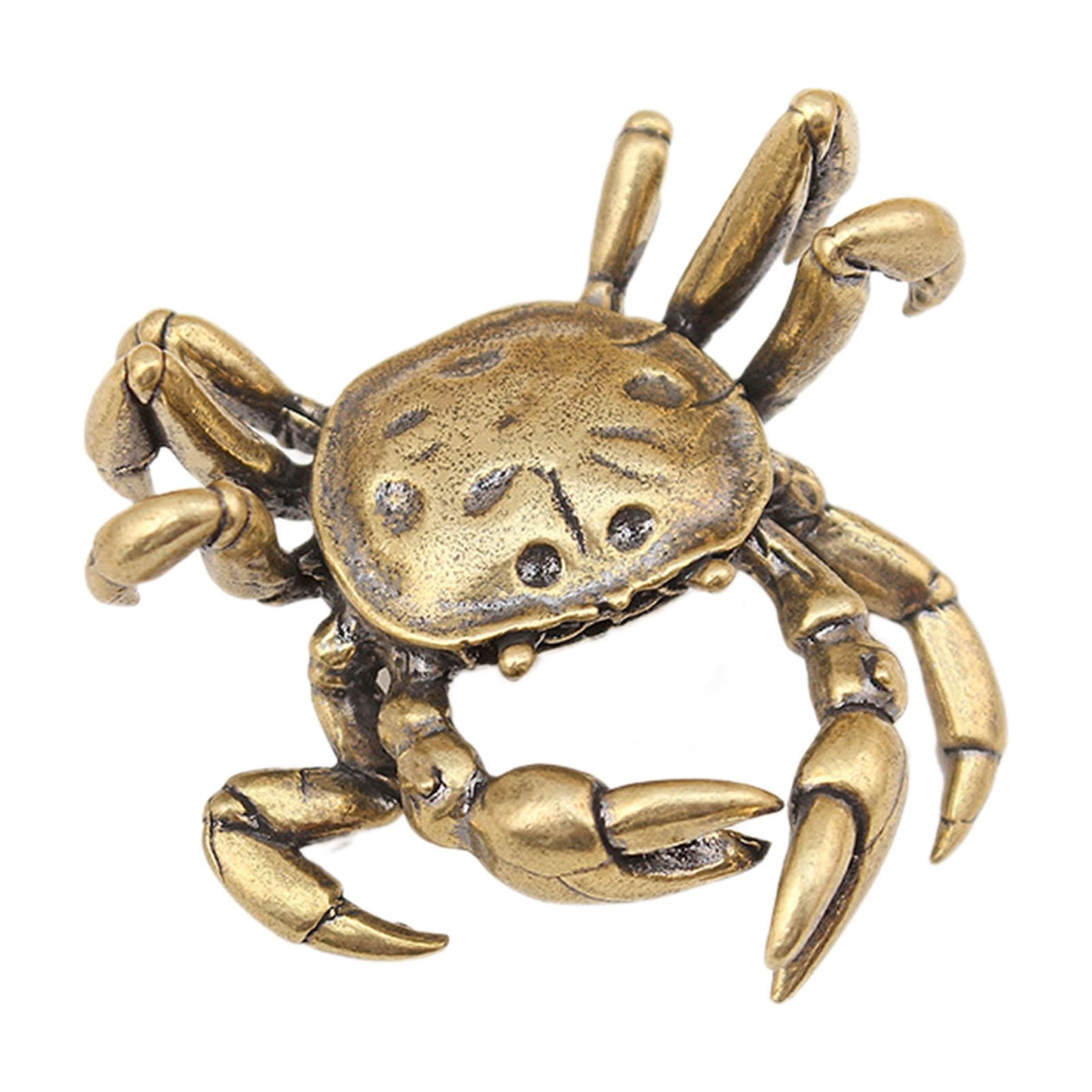 rygai Golden Crab Figurine Tea Pet Brass Crab Figure Model Statue ...