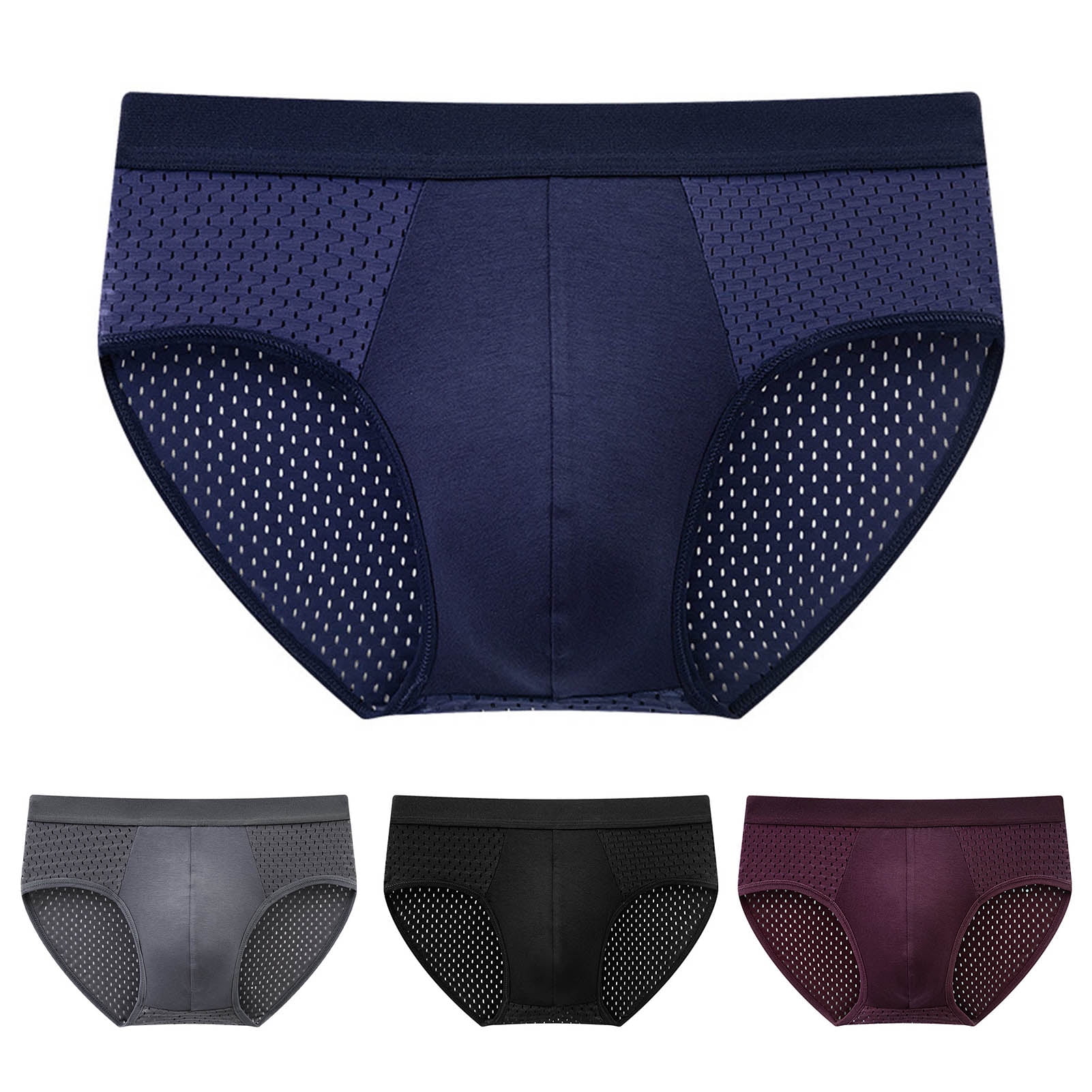 rygai Men Panties Breathable Stretchy Quick Dry Fine Mesh Non-pilling ...