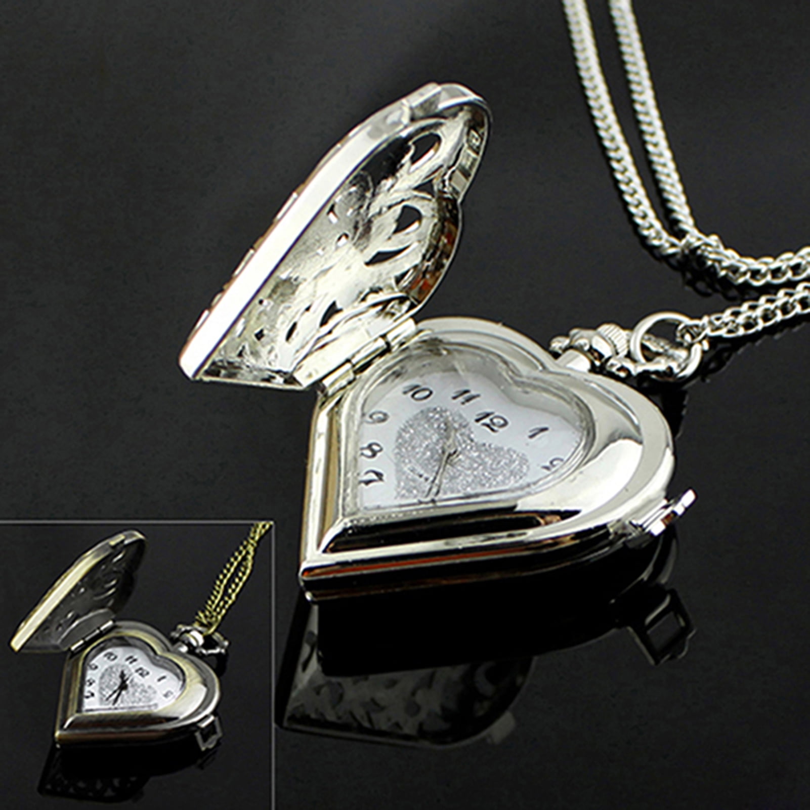 rygai Pocket Watch Vintage Hollow Heart-shaped Alloy Vintage Pocket ...