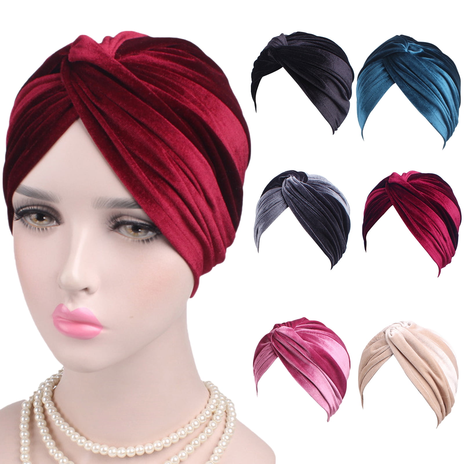 rygai Turban Cap Cross Shape Lady Stretchy No Brim Indian Turban Hat ...