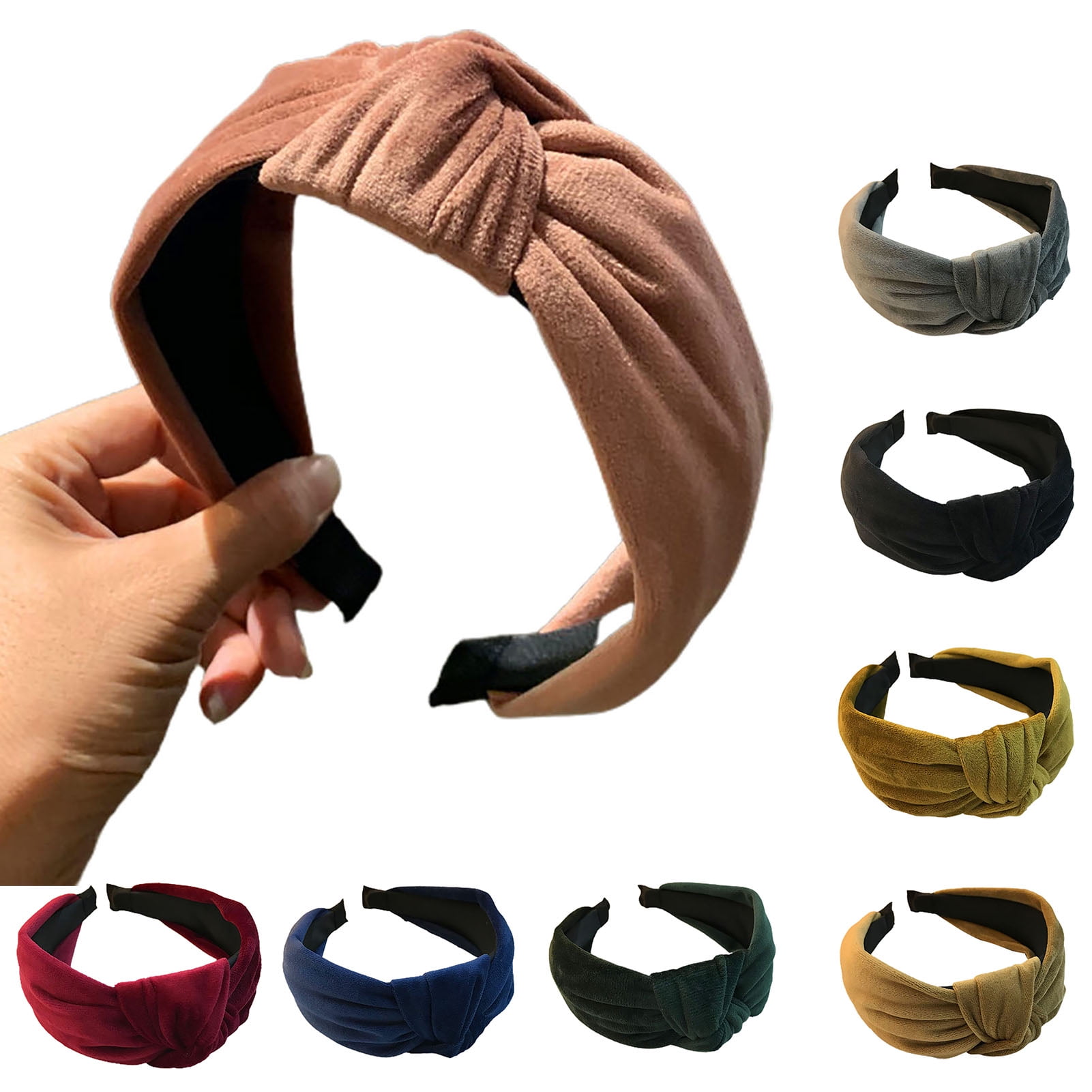 rygai Wide Brim Headband Elastic Elegant Knotted Plush Texture Korean ...