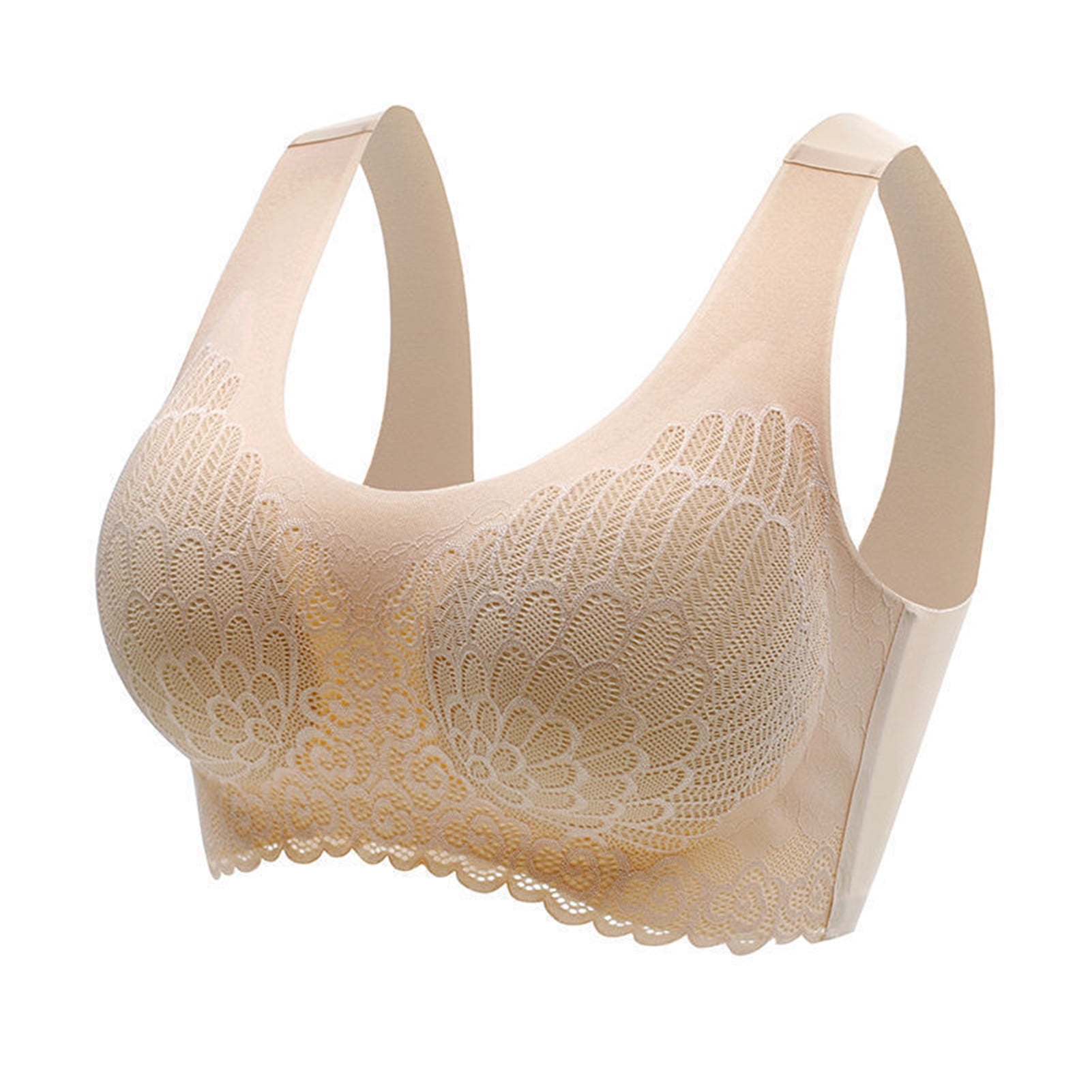 rygai Wide Shoulder Straps Beauty Back Girls Bra Full Cup Lace Flower ...