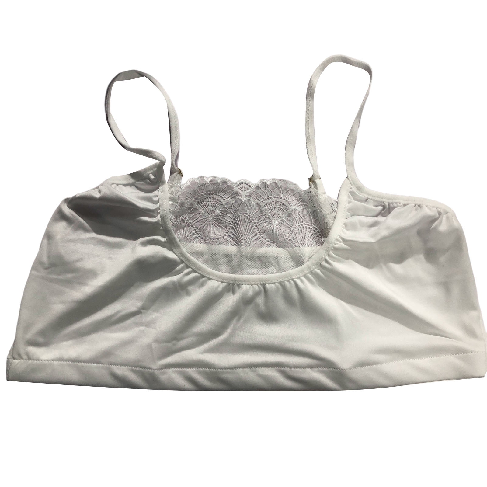 rygai Women Bra Lace Patchwork Sexy Pure Color See through Crop Top Bustier for Daily Wear,White ...