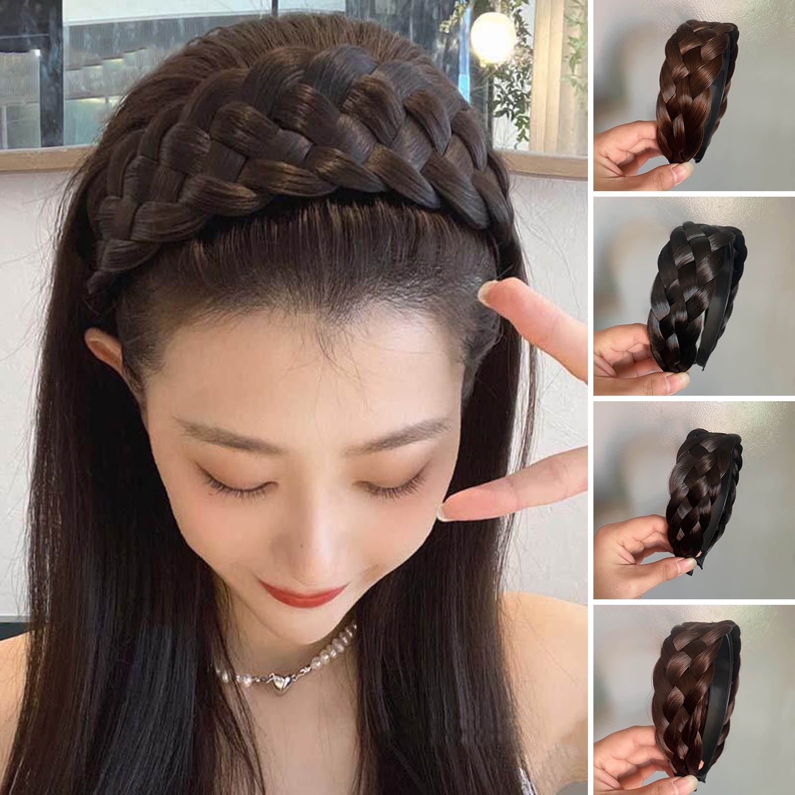 rygai Women Headband Widen Braid Wig Twist Firm Clamping Hairpiece ...