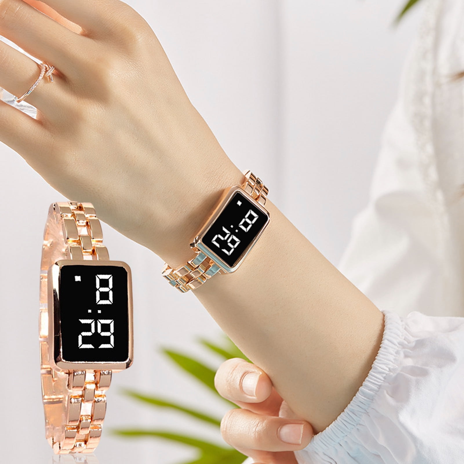 rygai Women Watch Square Dial Digital Display Touch Operation Single ...
