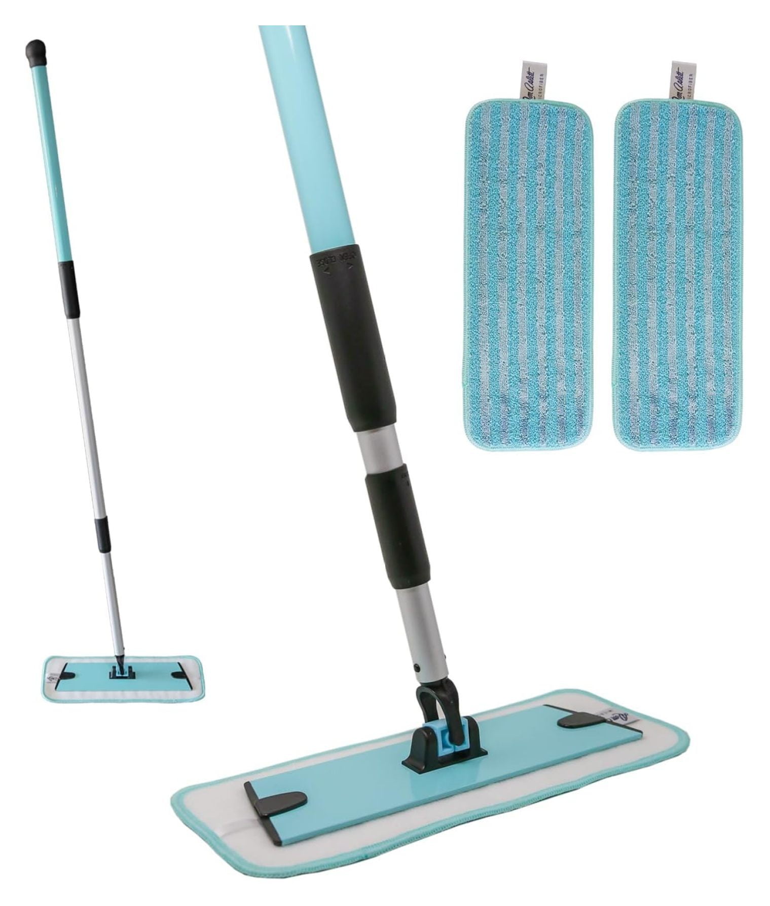 's 12" Mop with 2 Reusable Microfiber Pads (Aqua) Bathroom or Kitchen ...