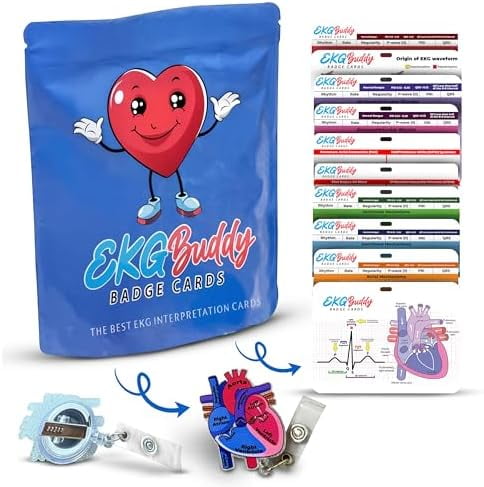 s 5 Card Interpretation Badge Kit- Doubled Sided Nurse ECG Cards and ...